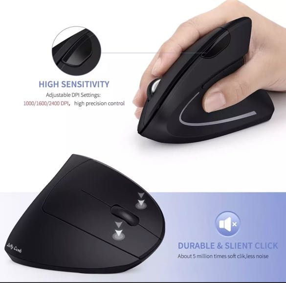 Wireless Ergonomic Mouse, Jelly Comb Rechargeable 2.4G Bluetooth ...