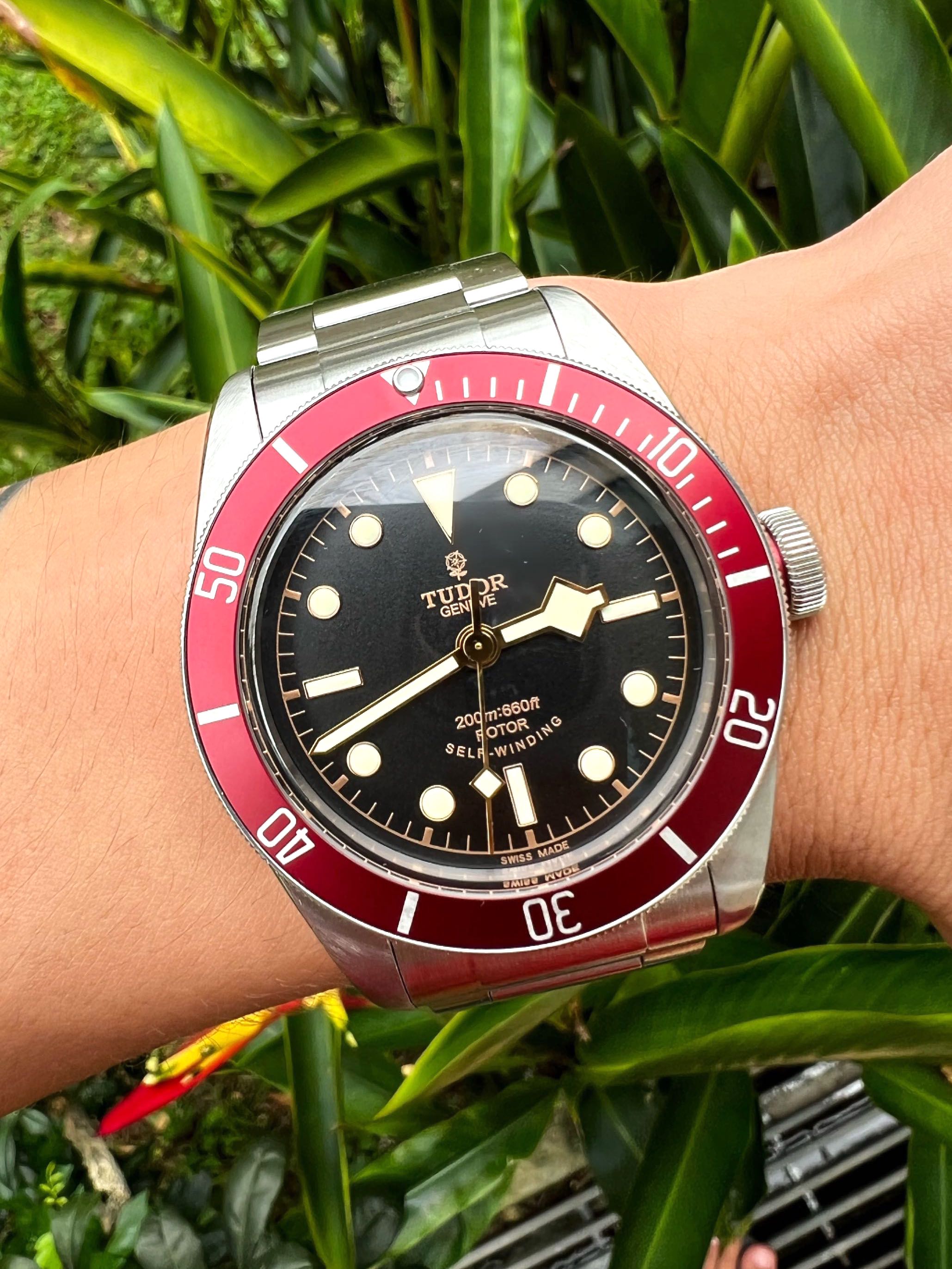 { SOLD } Tudor Black Bay Red smiley 79220OR, Luxury, Watches on Carousell