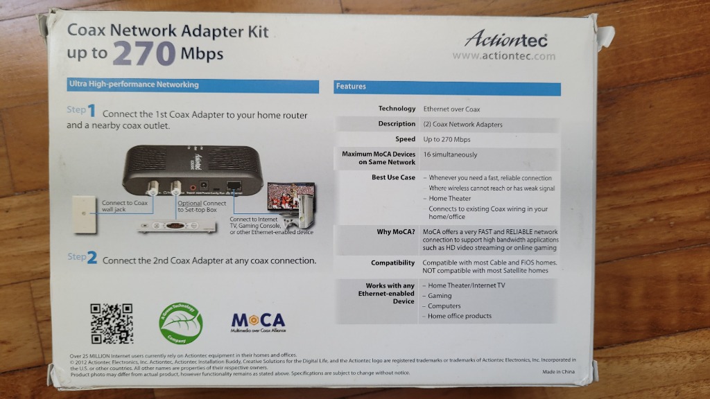 Actiontec MoCA network adapter, Computers & Tech, Parts & Accessories ...