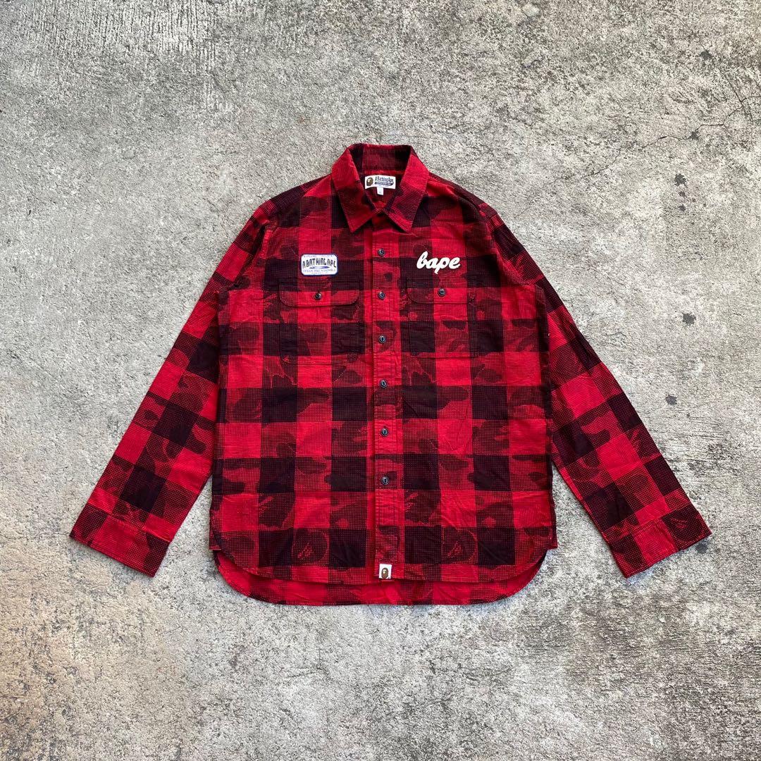 Bape - OG Red Flannel Camo, Men's Fashion, Tops & Sets, Tshirts & Polo ...