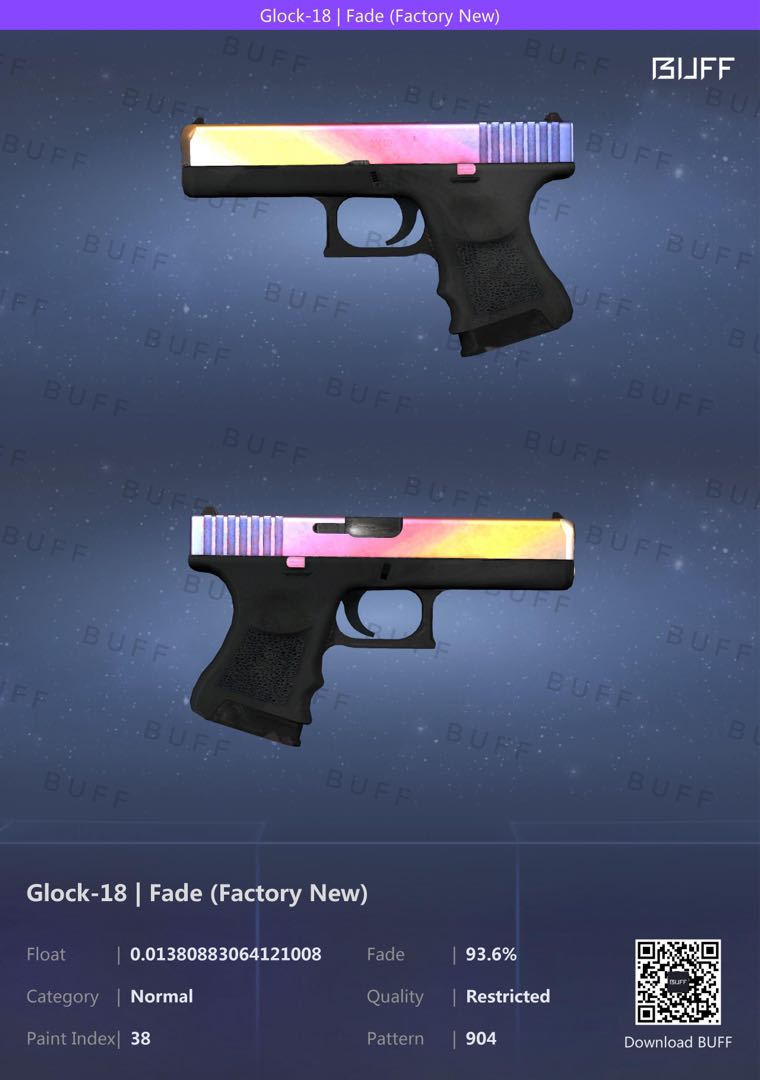 CSGO glock fade 93% 0.01, Video Gaming, Gaming Accessories, In-Game ...