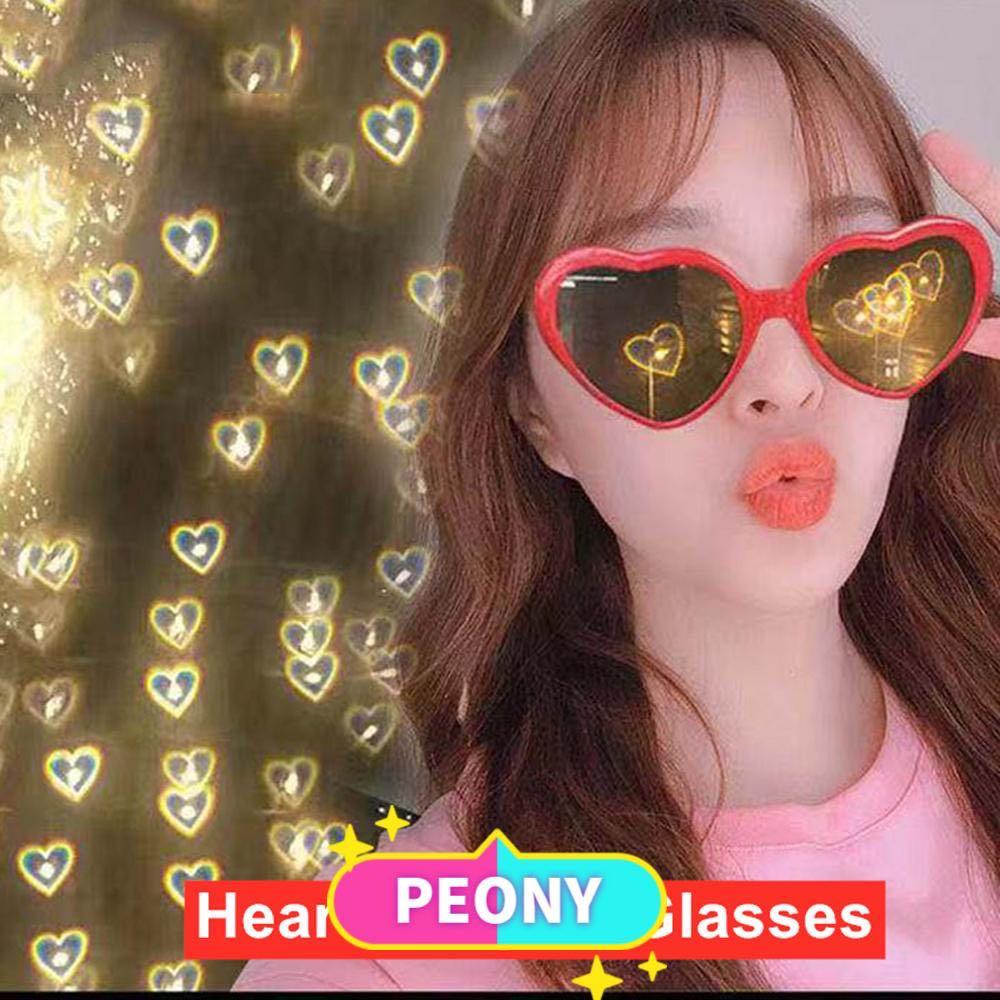 Heart Diffraction Effect Sunglasses (Red), Women's Fashion, Watches ...