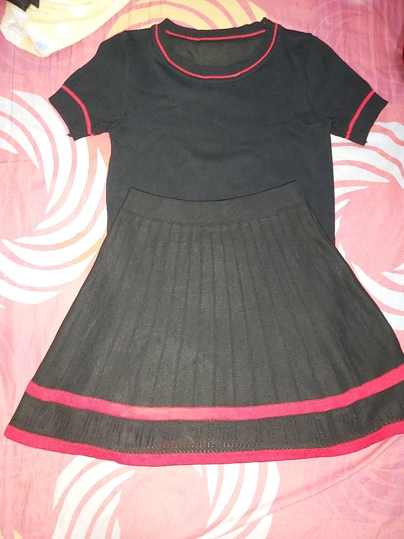 Korean one set rajut rok dan baju, Fesyen Wanita, Pakaian Wanita, Gaun ...