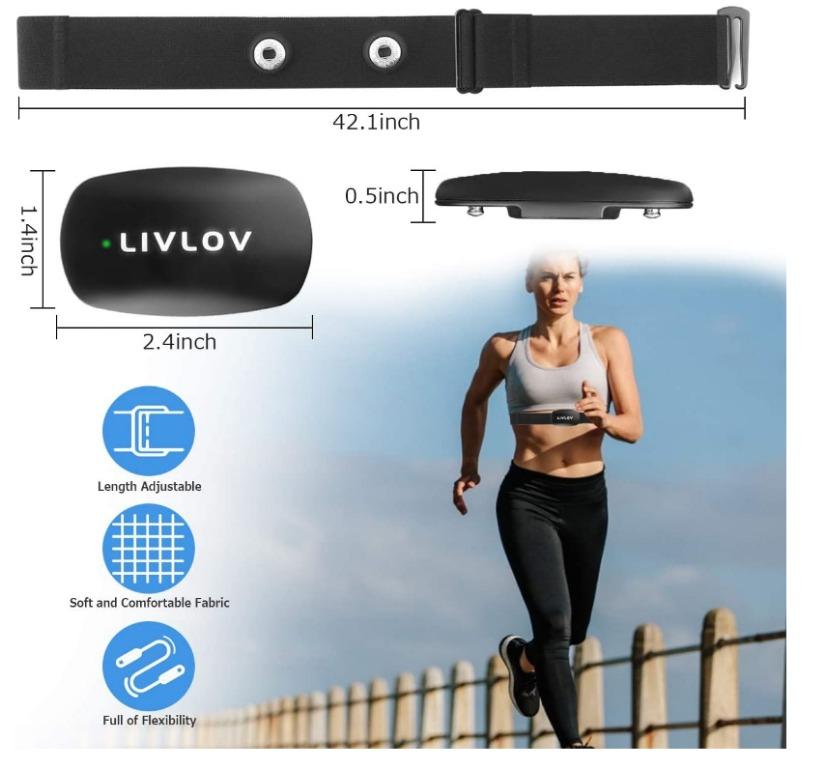 LIVLOV V6 - Heart Rate Monitor Chest Strap, Bluetooth ANT + Heart Rate ...