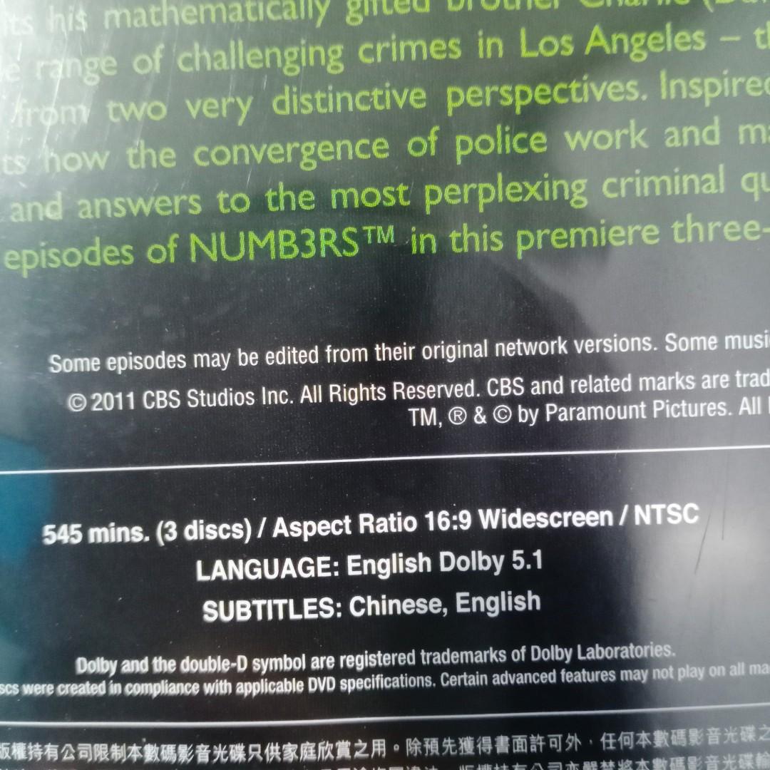 Numbers Complete First Season 3-Disc DVD, Hobbies & Toys, Music & Media ...