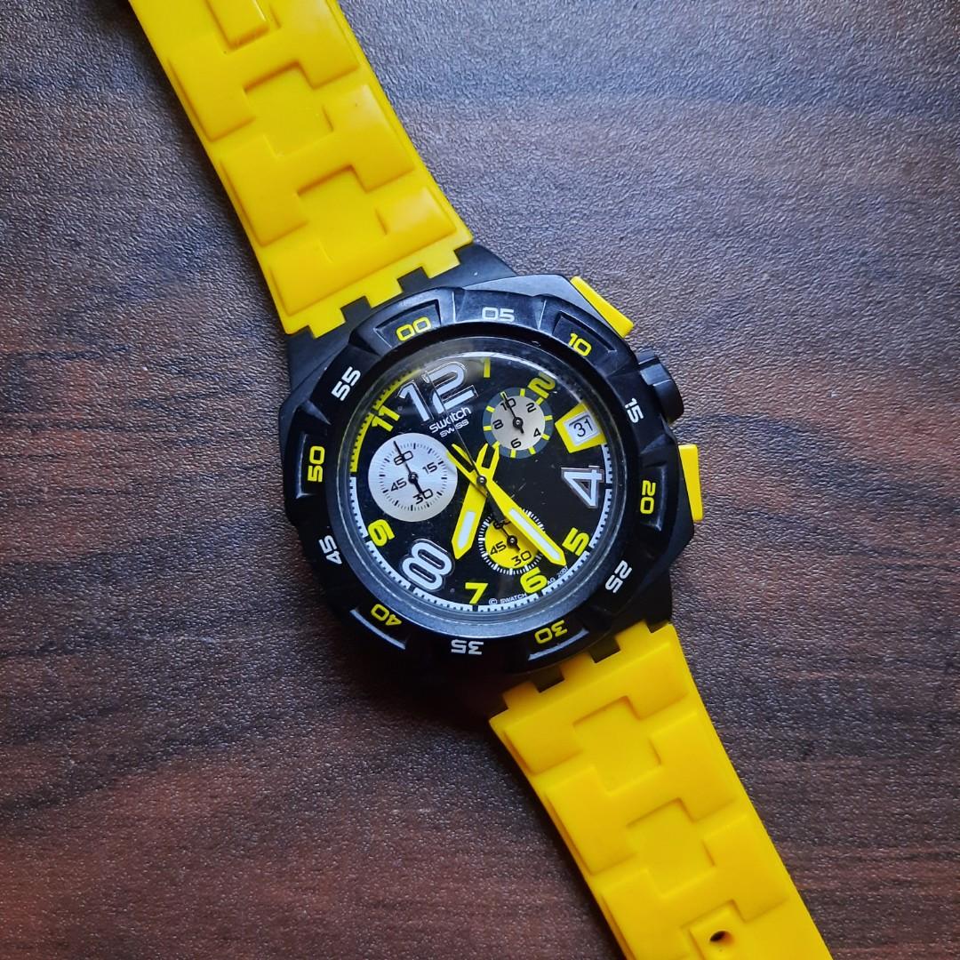 Original Swatch Chronograph Yellow Head Swiss Quart Watch, Men's ...