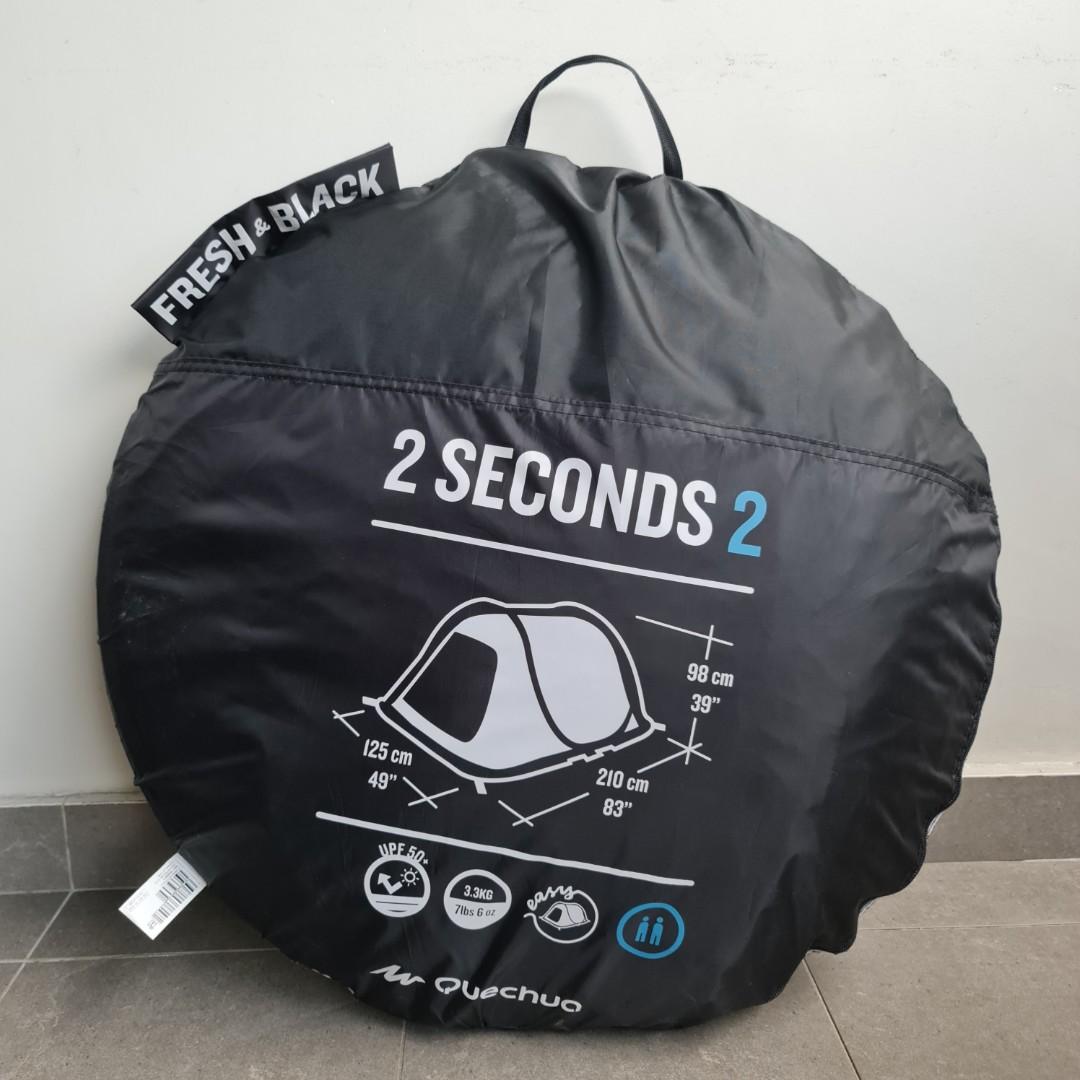 Quechua 2 seconds pop up tent (black and white), Sports Equipment ...