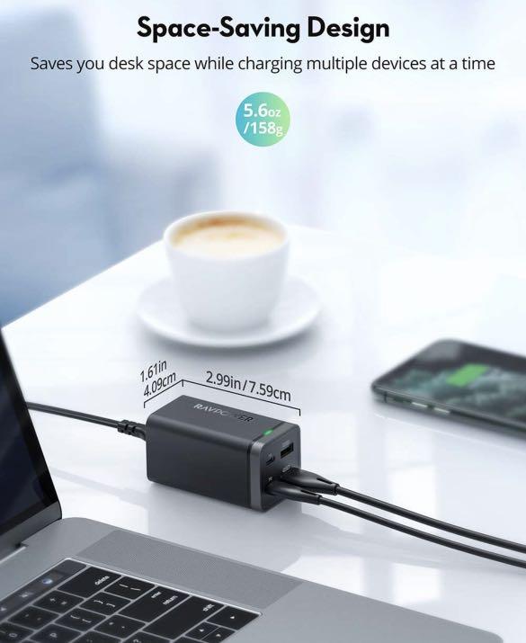 Ravpower PD Pioneer 65W 4-Port GaN Tech USB C Desktop Charger ...