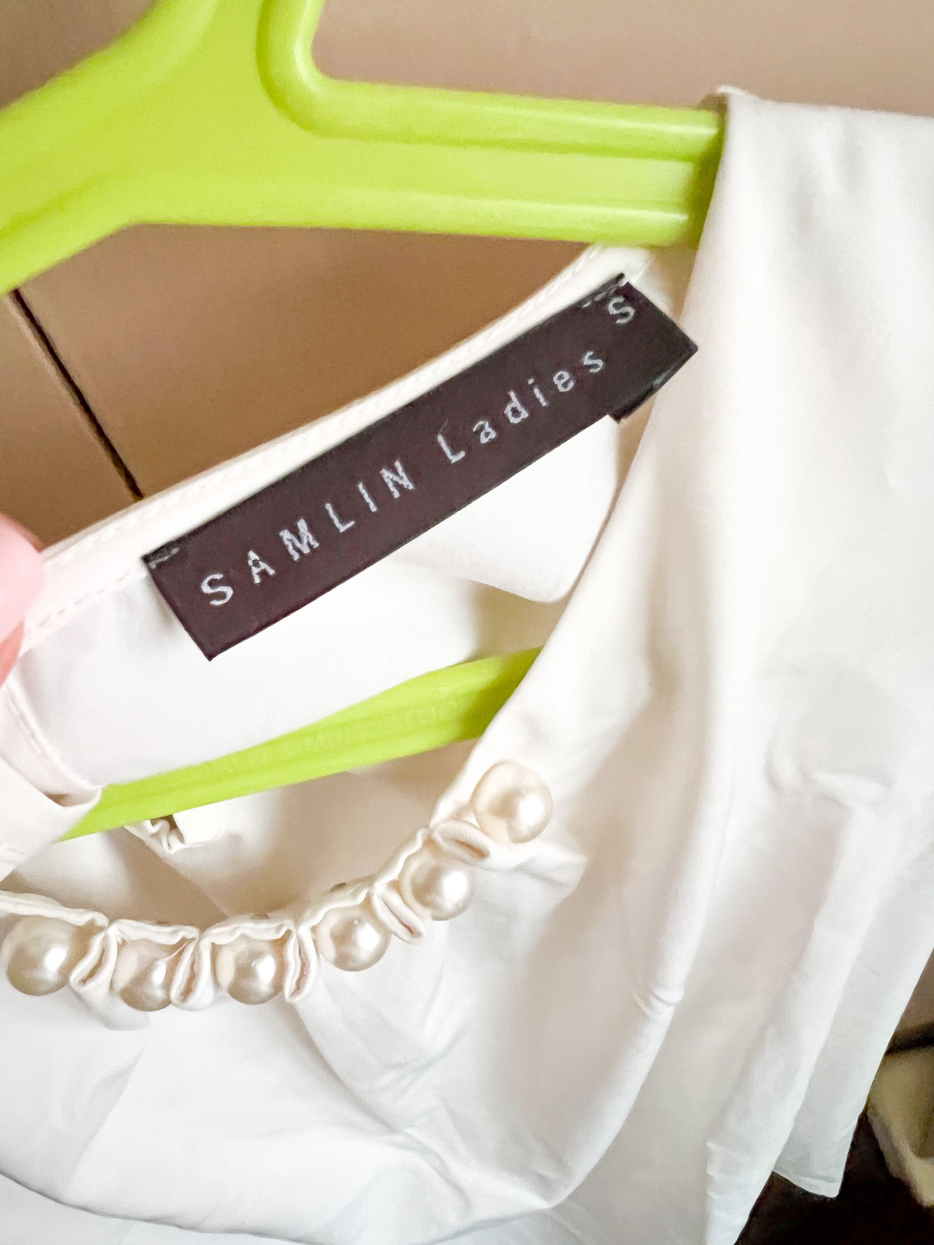 Samlin white blouse, Women's Fashion, Tops, Blouses on Carousell