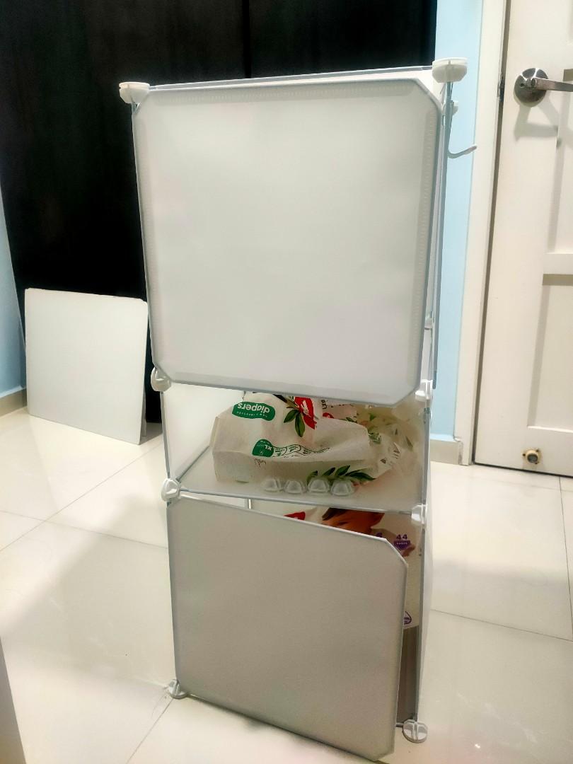 Self assemble storage cupboard with clothes rack, Furniture & Home ...