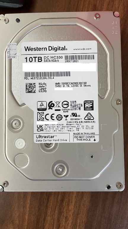 WD Ultrastar 10TB Data Center Hard Drive剛保養換全新, 電腦＆科技, 電腦周邊及配件, 硬碟及儲存器 ...