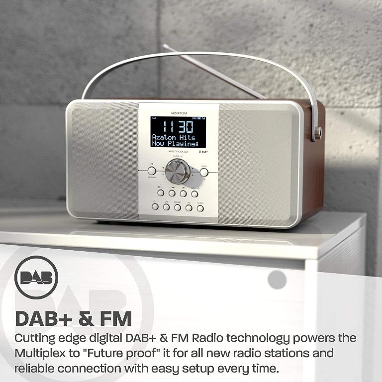 AZATOM Multiplex D2 DAB+ FM Digital Radio & Alarm Clock - Bluetooth 5.0 ...