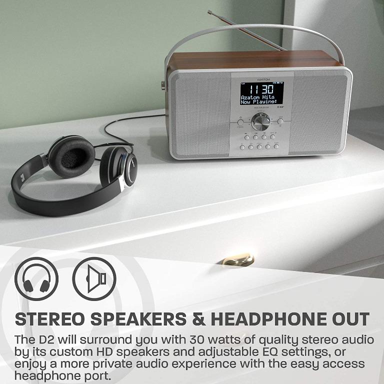 AZATOM Multiplex D2 DAB+ FM Digital Radio & Alarm Clock - Bluetooth 5.0 ...