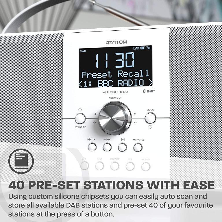 AZATOM Multiplex D2 DAB+ FM Digital Radio & Alarm Clock - Bluetooth 5.0 ...