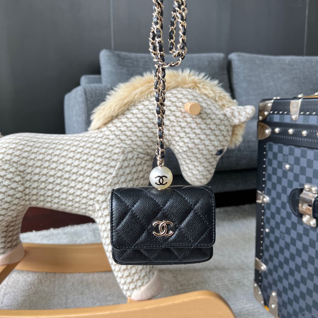 Chanel Pearl Cardholder Lanyard, Luxury, Bags & Wallets on Carousell