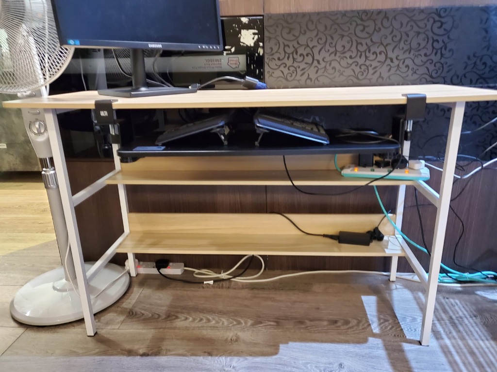 Computer Table For Laptop Desktop Study Table With Shelving Below Fully ...