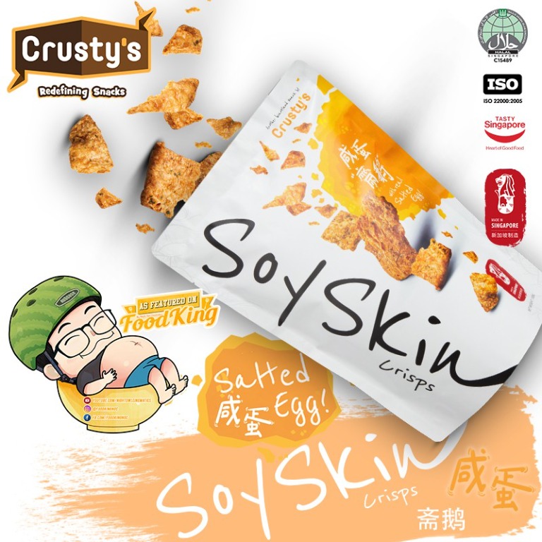Crusty's Salted Egg Soy Skin Crisps (100g Packet), Food & Drinks, Local ...
