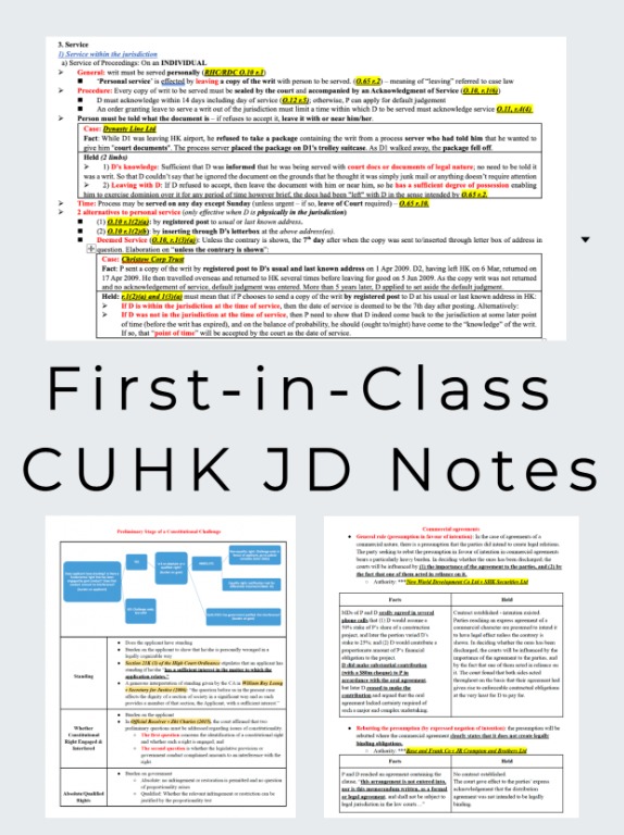 A-Grade CUHK JD Notes, 興趣及遊戲, 書本 & 文具, 教科書 - Carousell
