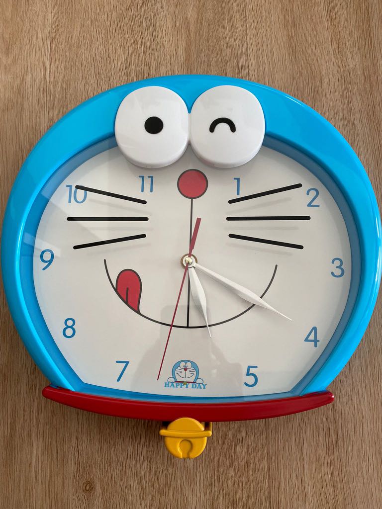 Doraemon Face Clock, Furniture & Home Living, Home Decor, Clocks on ...
