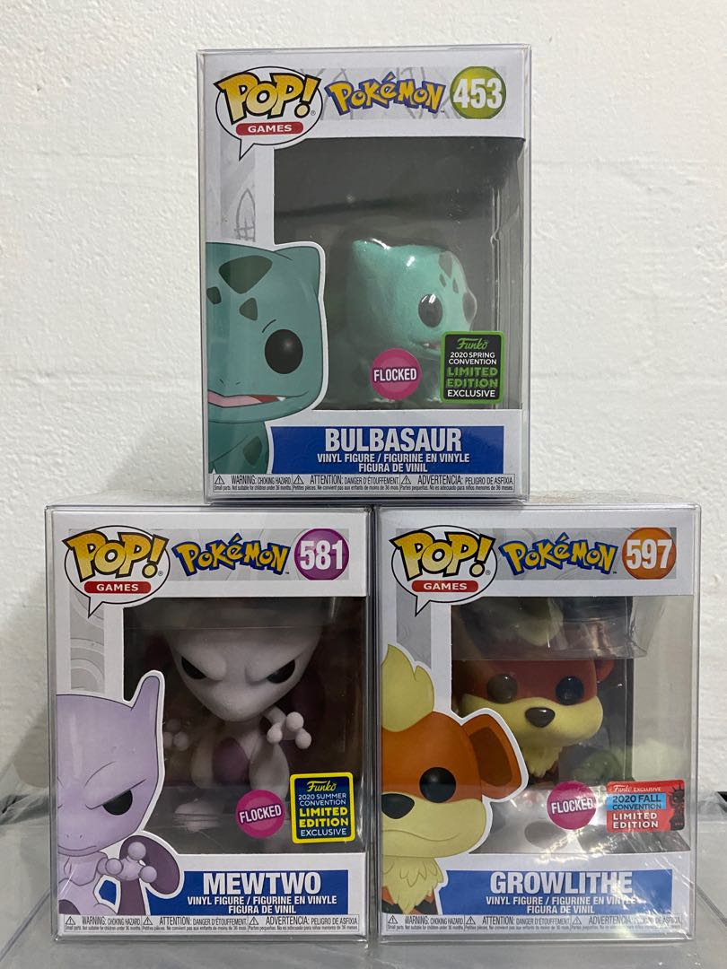 Funko Pop Flocked Bulbasaur Mewtwo Growlithe, Hobbies & Toys, Toys ...