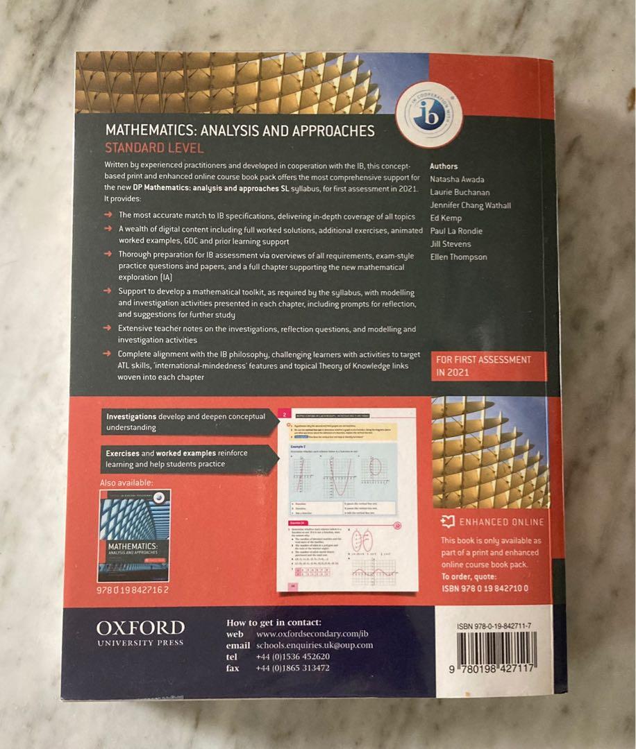 IB SL Math Analysis & Approaches (AA) Textbook, Hobbies & Toys, Books ...