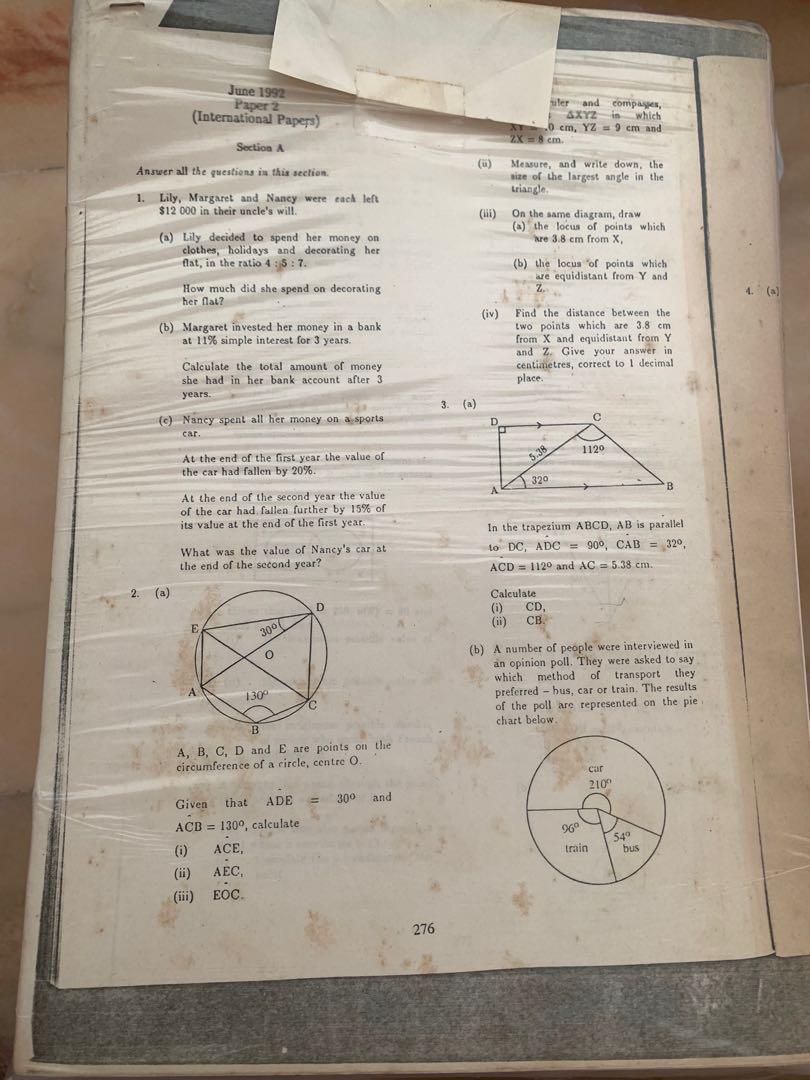 Large Assortment of 1990s top schools exam papers for o levels and ...