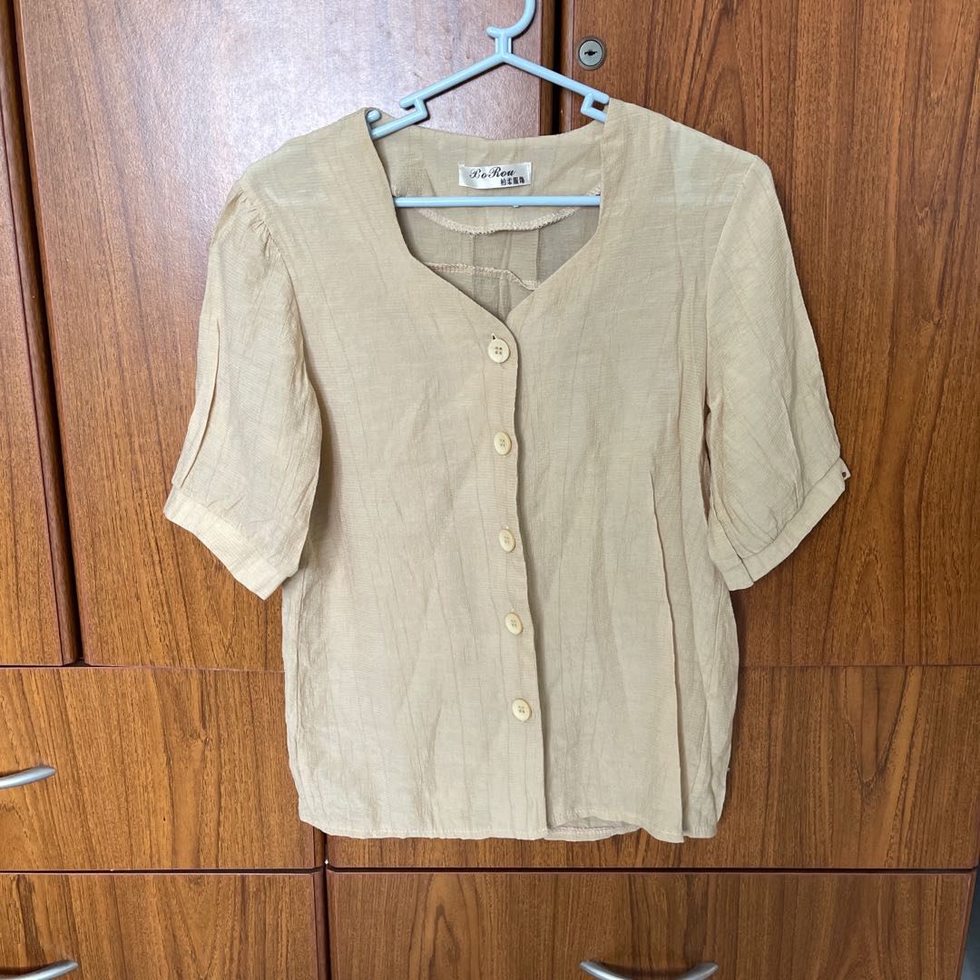 Pastel yellow top, Women's Fashion, Tops, Blouses on Carousell