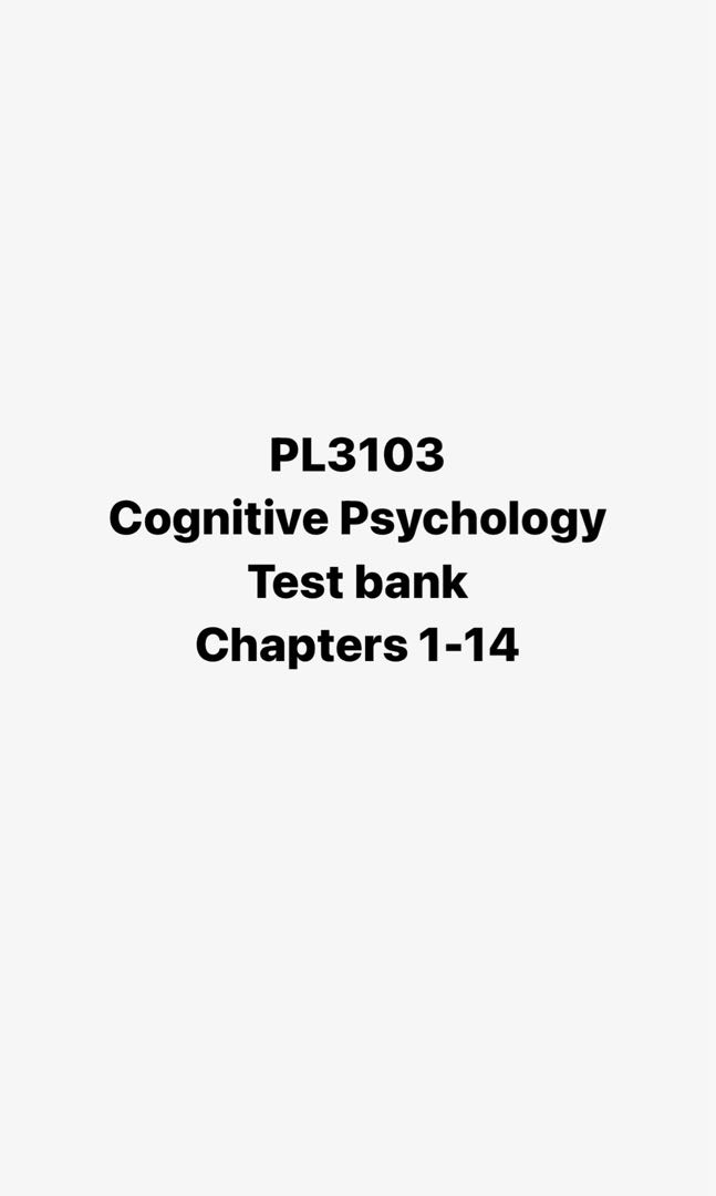 PL3103 cognitive psychology test bank, Hobbies & Toys, Books ...