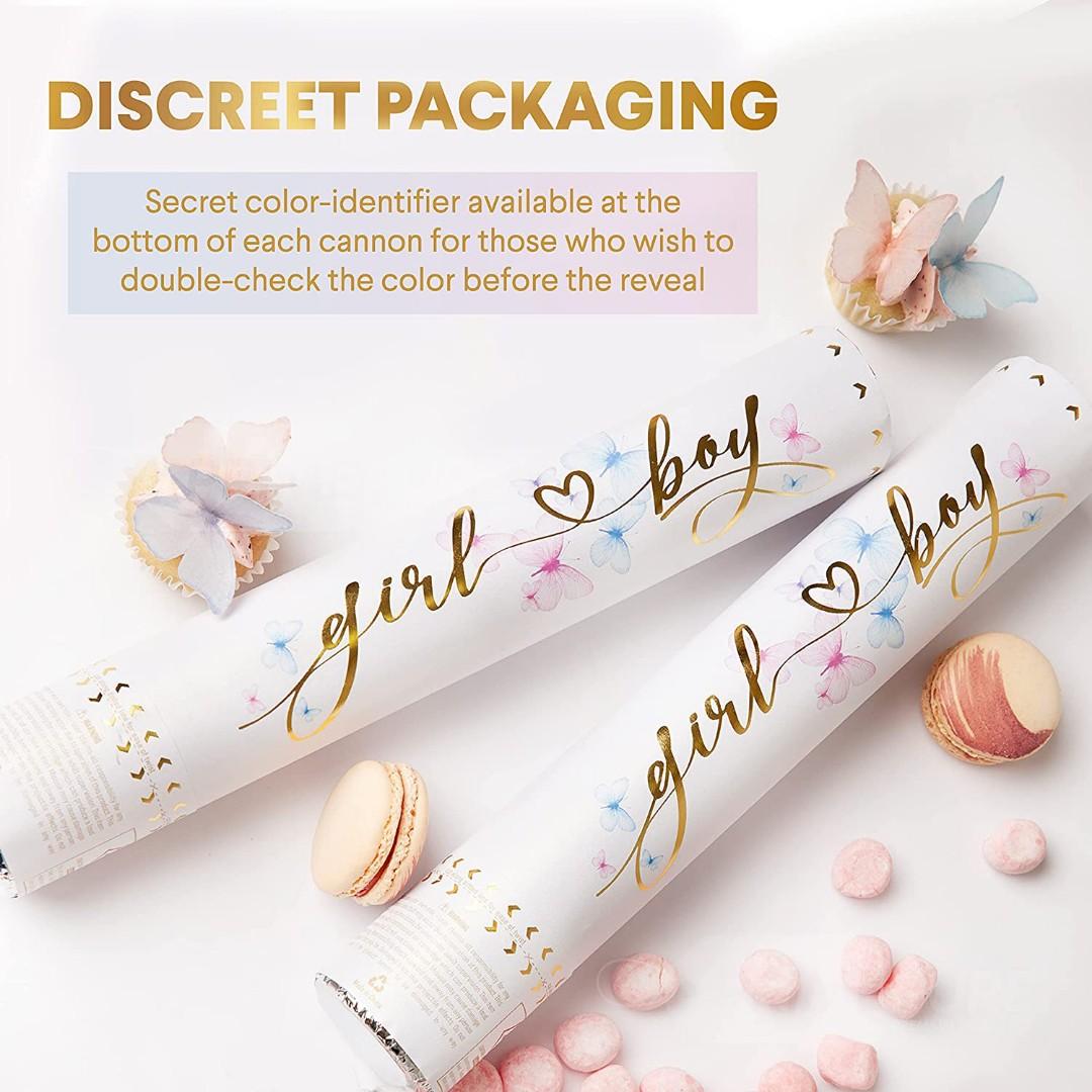 Premium Gender Reveal Confetti Cannon Set Of 4 Biodegradable Powder