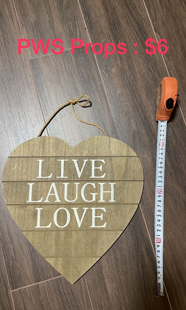 Pre-Wedding prop wooden heart shape with Live,Laugh & Love, Hobbies ...