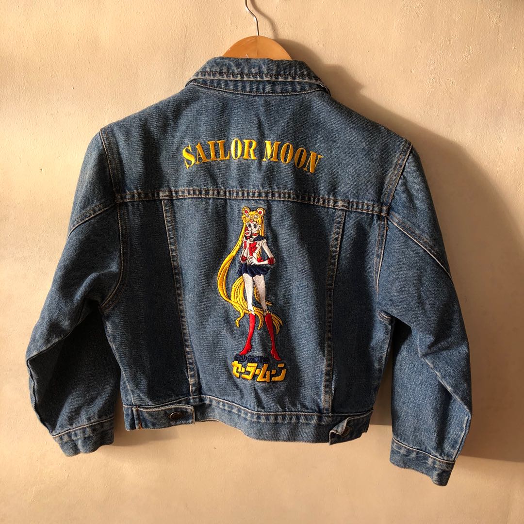 Sailor Moon Embroidered Cropped Denim Jacket, Women's Fashion, Coats ...