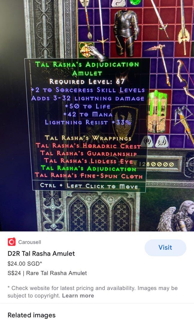 Tal rasha amulet ammy D2R Diablo 2, Video Gaming, Video Games, Others ...