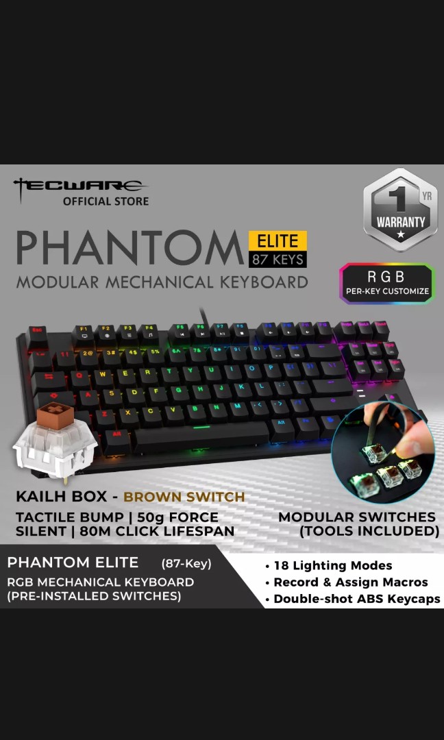 Tecware Phantom Elite Hot swappable Gaming Mechanical Keyboard ...