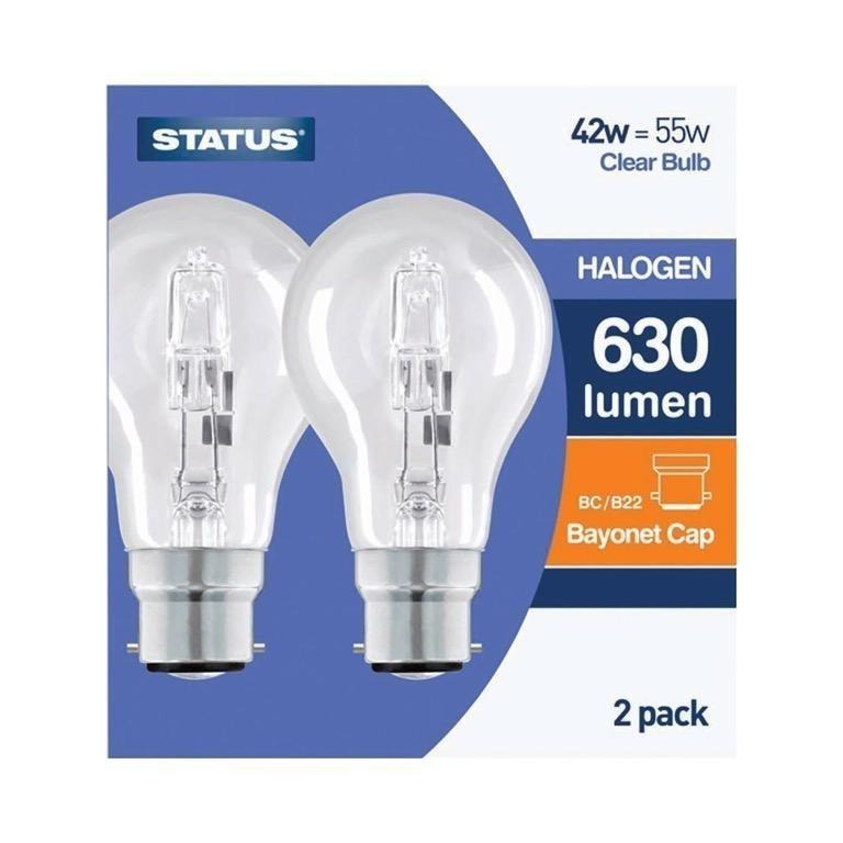 [1023] 2 Pack STATUS 42W=55W BC B22 GLS Eco Halogen Classic Energy ...
