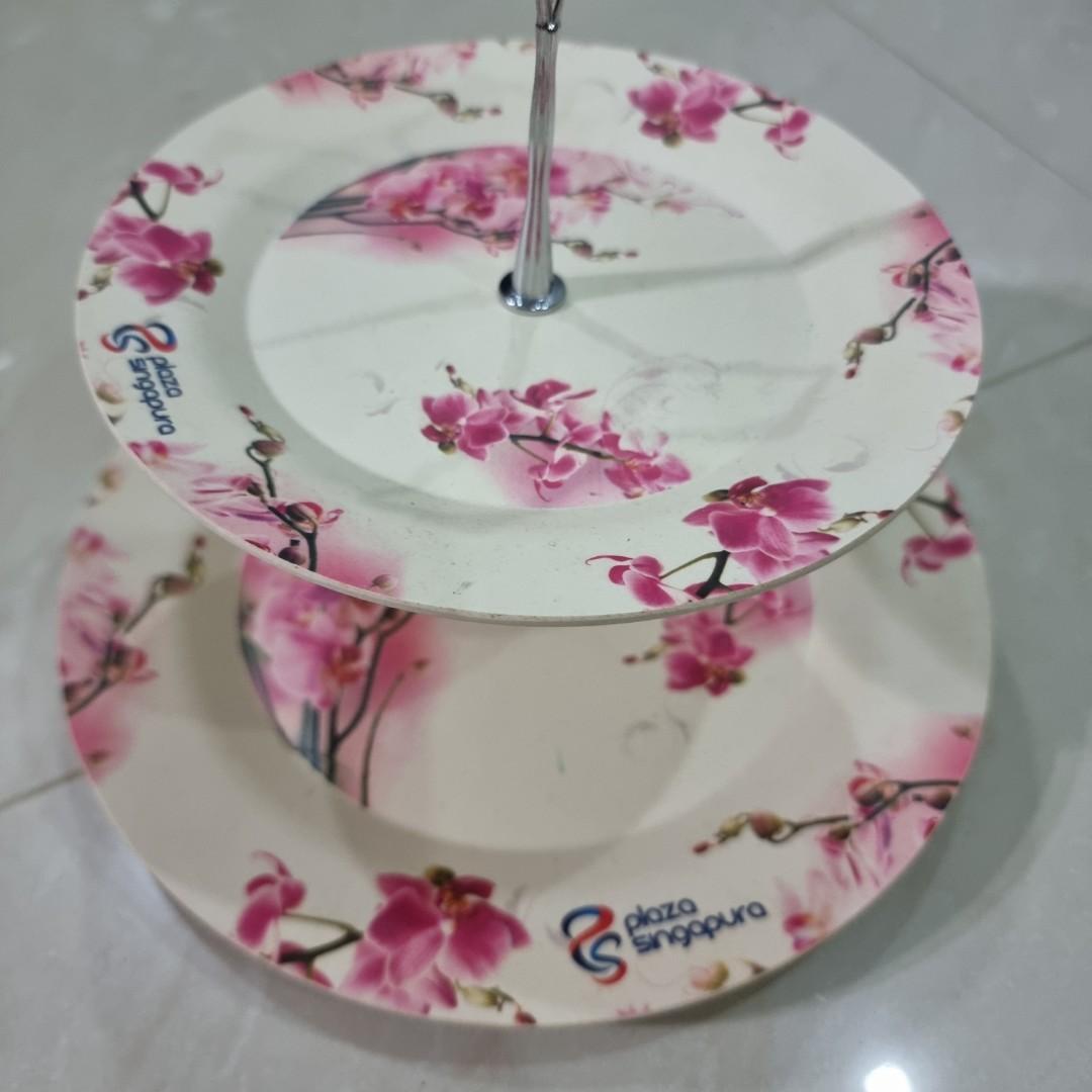 2-Tier Two Tier Red Flower Floral Print Layer Cake Dessert Fruit ...