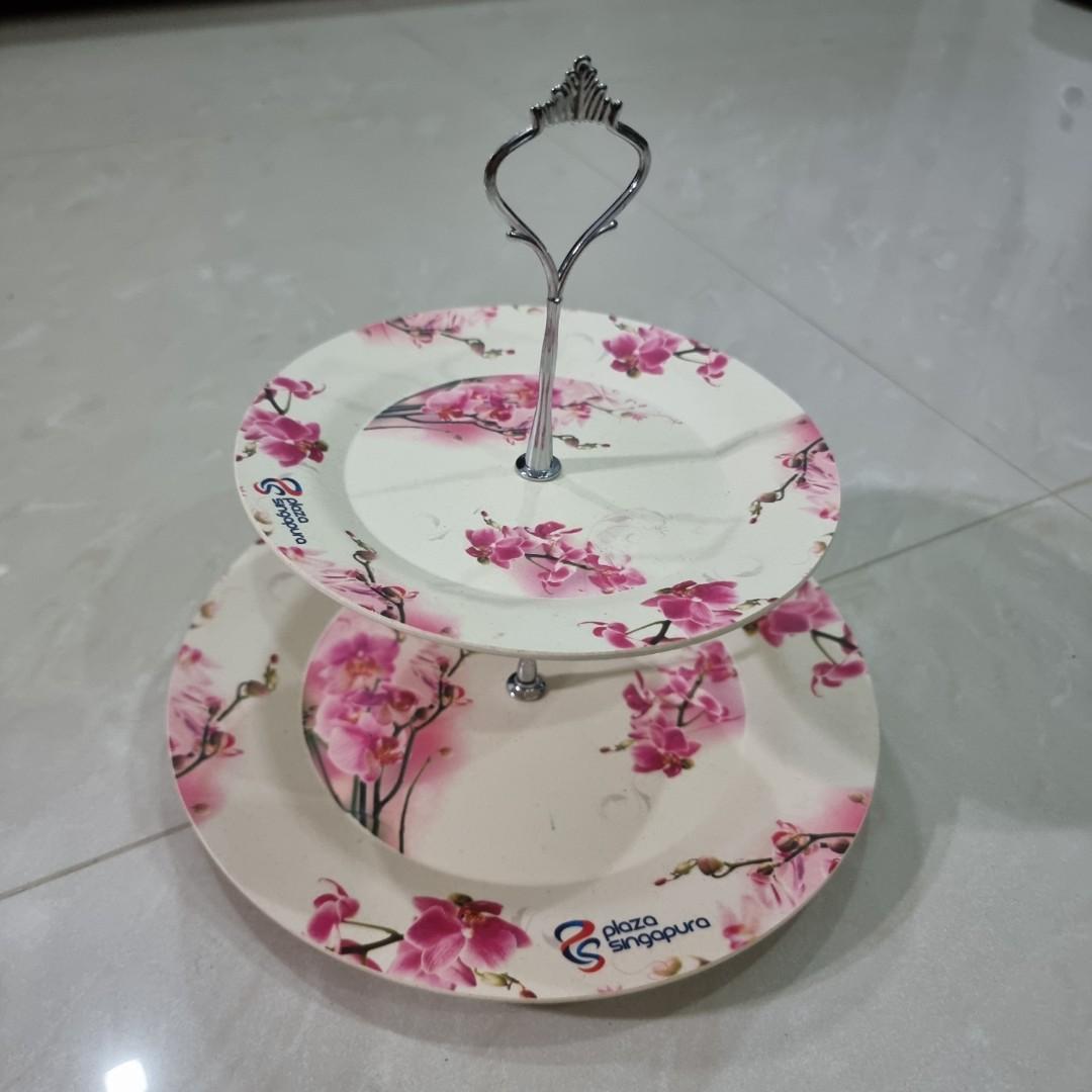 2-Tier Two Tier Red Flower Floral Print Layer Cake Dessert Fruit ...