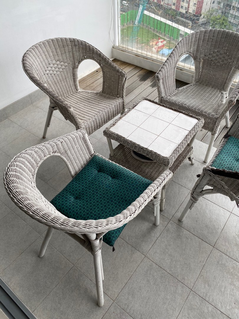 4 Chair + Centre table set, Furniture & Home Living, Outdoor Furniture ...