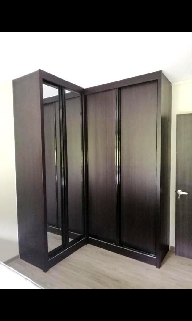 L Shape Sliding Wardrobe, Furniture & Home Living, Furniture, Shelves ...