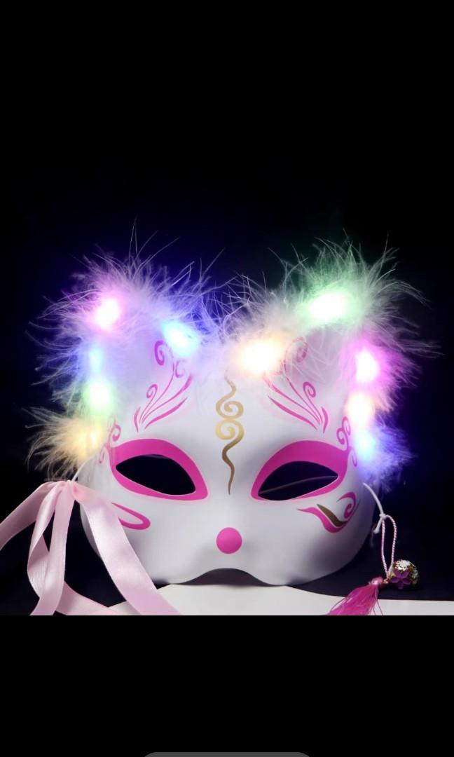 变脸 face mask cat ears furry chinese mask water painting coloured light ...
