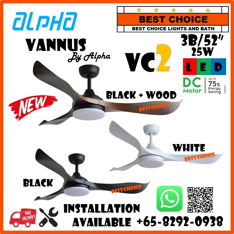[ Strong Wind ]Alpha Vannus VC2 52Inch DC Motor ceiling with 25W Super ...