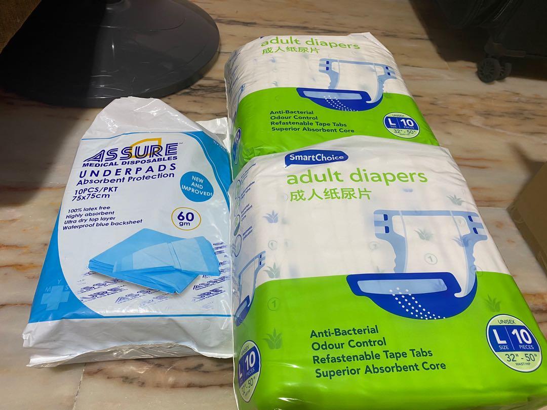 Adult Diapers+ underpads, Health & Nutrition, Assistive & Rehabilatory ...