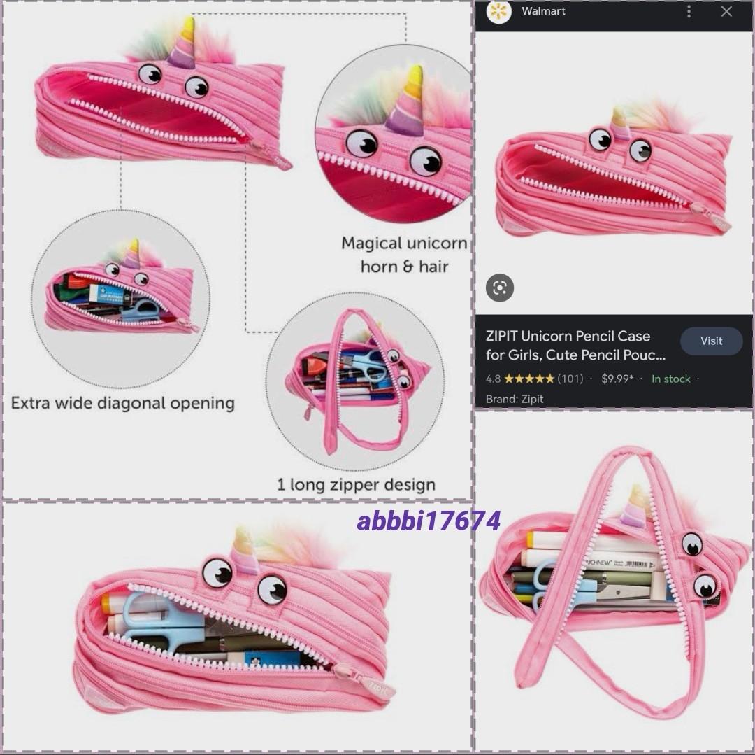 AUTH ZIPIT ZIP IT POUCH - PINK BUNNY UNICORN MONSTER METALLIC GREEN ...