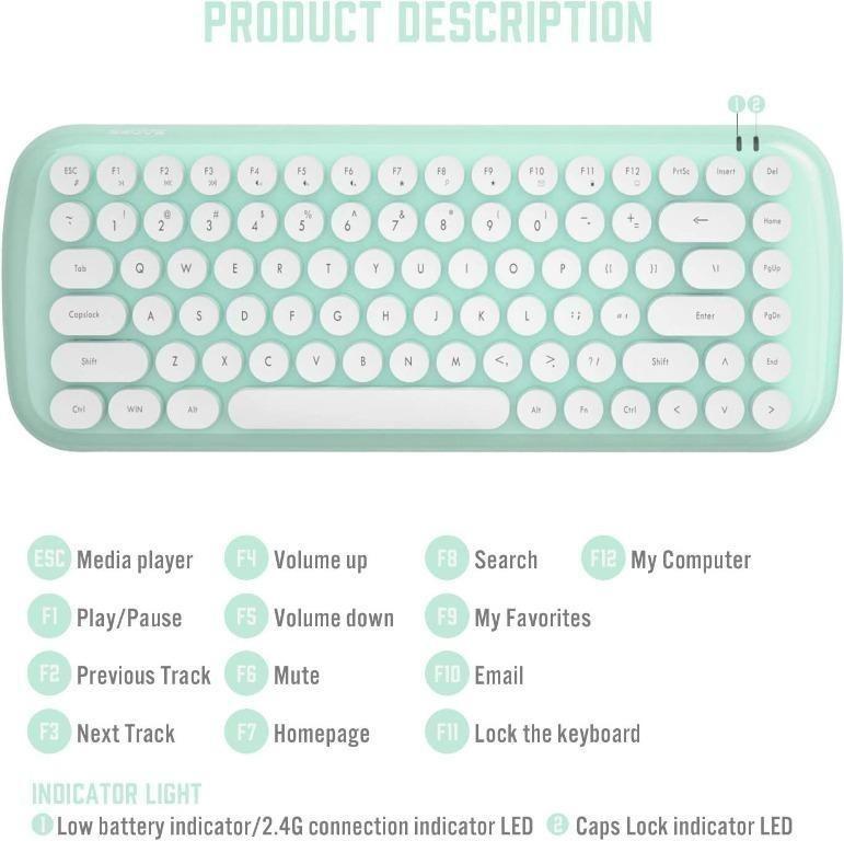 [B536] Jelly Comb Wireless Keyboard and Mouse Combo, Letton Compact ...