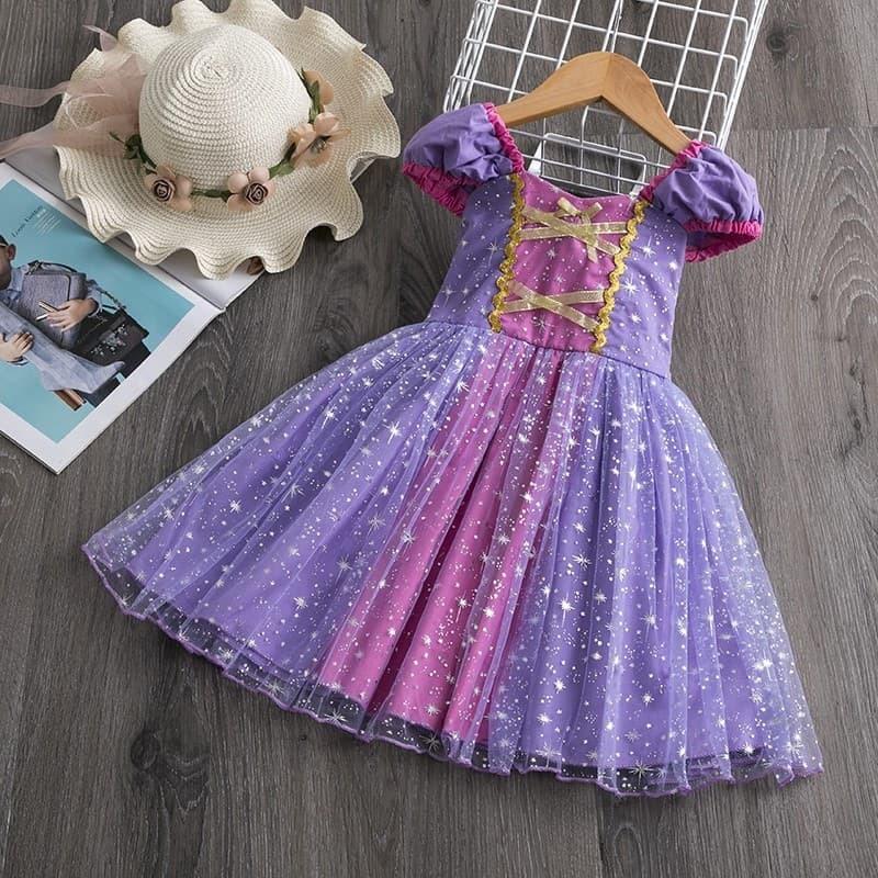 Baby Kids Rapunzel Sofia the First Dress Gown Set Crown Wand Gloves Birthday Costume Purple ...