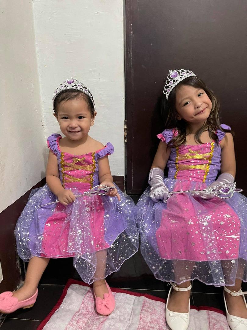 Baby Kids Rapunzel Sofia the First Dress Gown Set Crown Wand Gloves Birthday Costume Purple ...