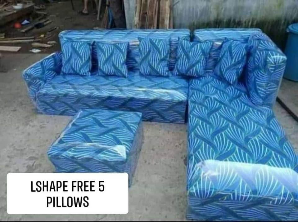 BLUE L-SHAPE SOFA, Furniture & Home Living, Furniture, Sofas on Carousell