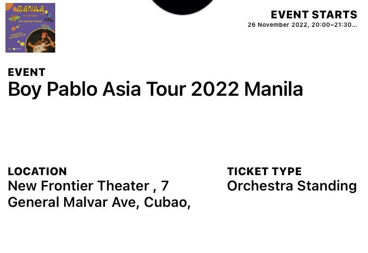 Boy Pablo Manila Orchestra Standing Tickets, Tickets & Vouchers, Event ...