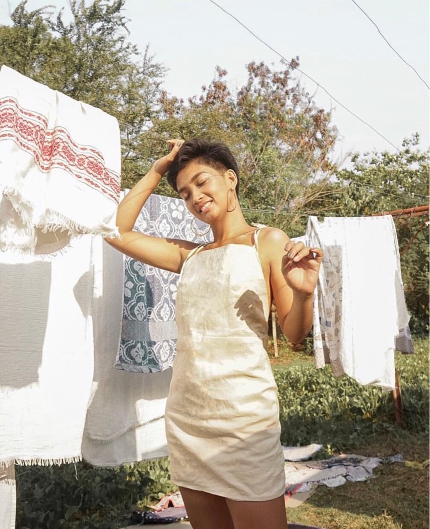 Brand New Low Back Linen Dress, Women's Fashion, Dresses & Sets ...