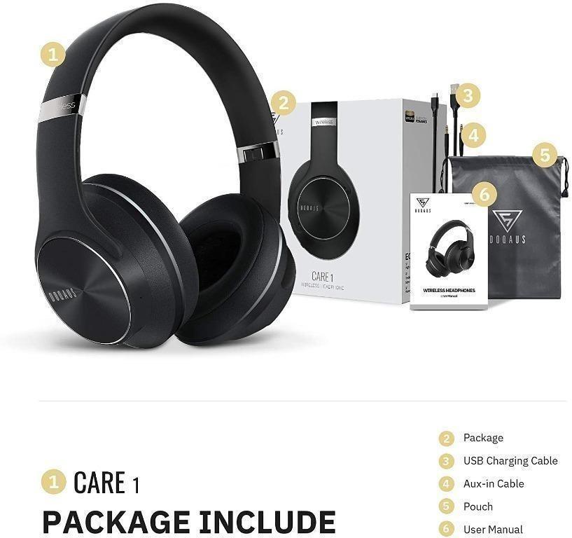 DOQAUS Bluetooth Headphones Over Ear, [52 Hrs Playtime] Wireless ...