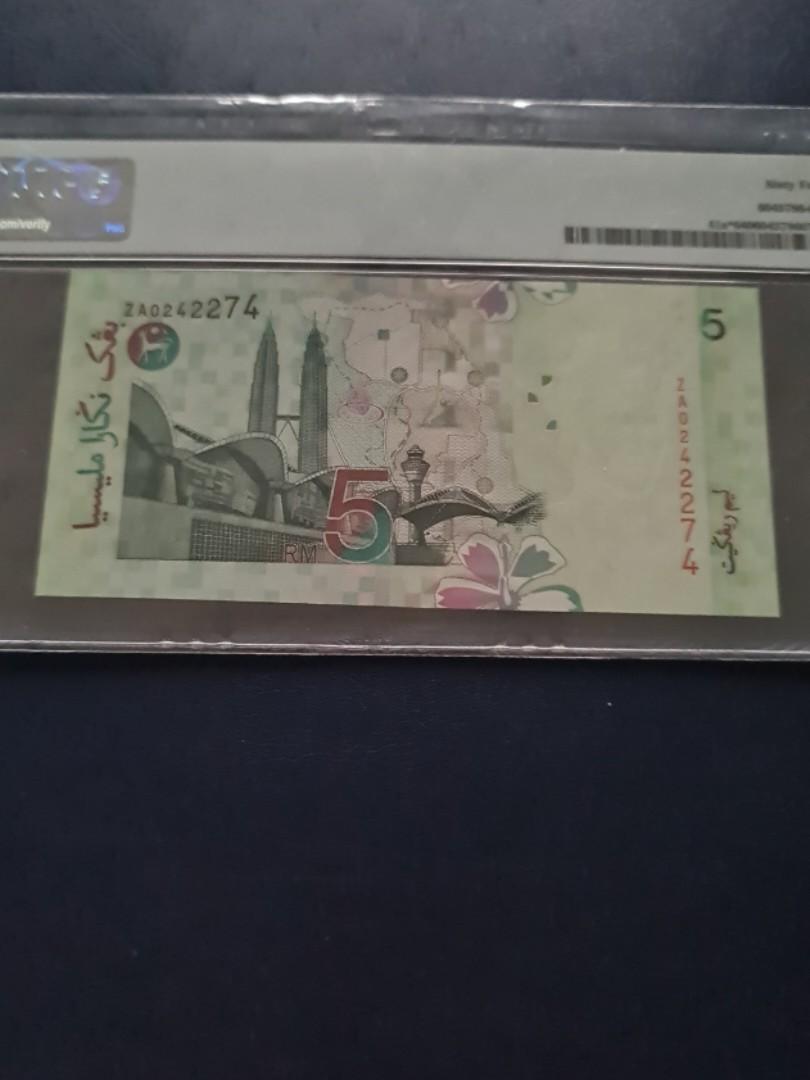 Duit Lama Replacement 5 ringgit Series 10 Ali center PMG 64, Hobbies ...